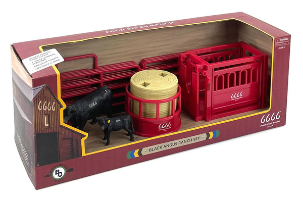 #807BC 1/20 Four Sixes Ranch Black Angus Ranch Set | Action Toys