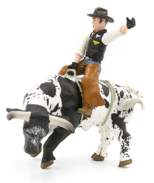 #500276 Black & White Bucking Bull & Rider Set | Action Toys